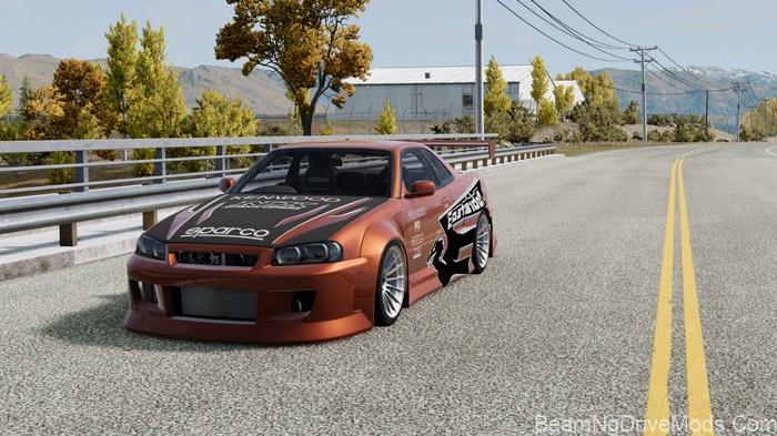 BeamNG - Nissan Skyline R34 GT-R V1.8 - BeamNG Drive Mods Download
