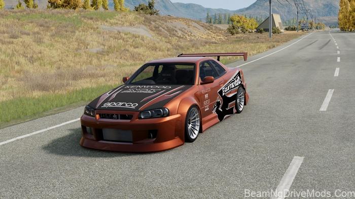 BeamNG - Nissan Skyline R34 GT-R V2.1 - BeamNG Drive Mods Download