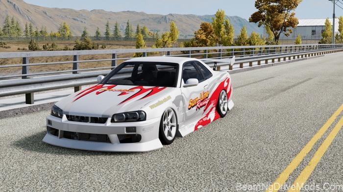BeamNG - Nissan Skyline R34 GT-R V2.1 - BeamNG Drive Mods Download